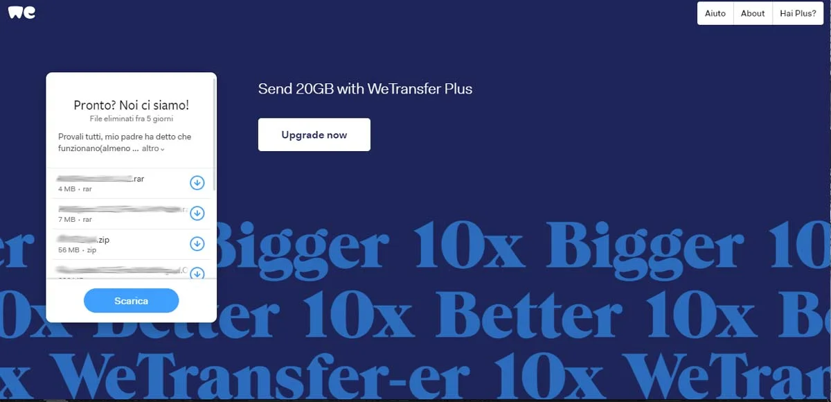 Come funziona WeTransfer per inviare file pesanti